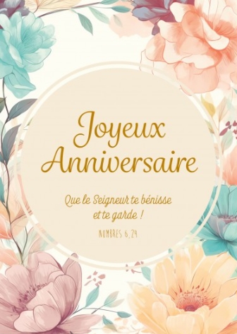 Carte Postale Anniversaire Avec Verset Motif Floral Que Le Seigneur Te